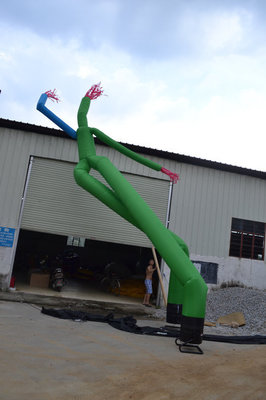 Commerical Exhibition Inflatable Air Dancer Slim Green Fire Resistance