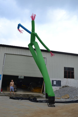 Commerical Exhibition Inflatable Air Dancer Slim Green Fire Resistance