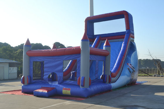 Amusement Park Inflatable Castle Slides Colorful Unique Fire Retardant