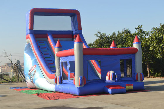 Amusement Park Inflatable Castle Slides Colorful Unique Fire Retardant