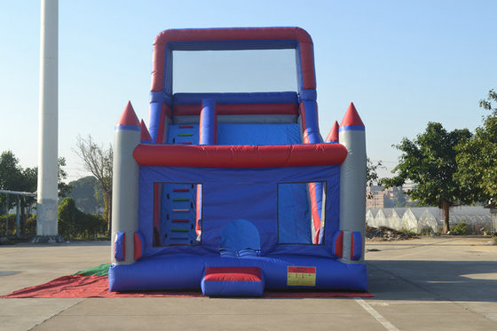 Amusement Park Inflatable Castle Slides Colorful Unique Fire Retardant
