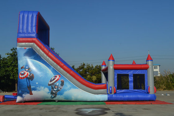 Amusement Park Inflatable Castle Slides Colorful Unique Fire Retardant