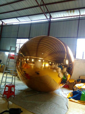 Round Golden PVC Inflatable Mirror Ball Double / Triple Stitches