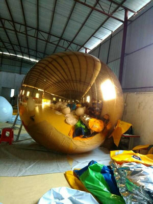 Round Golden PVC Inflatable Mirror Ball Double / Triple Stitches
