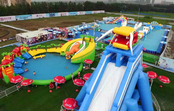 Blue Inflatable Sports Games Inflatable Super Water Long Ramp For Outdoor Play