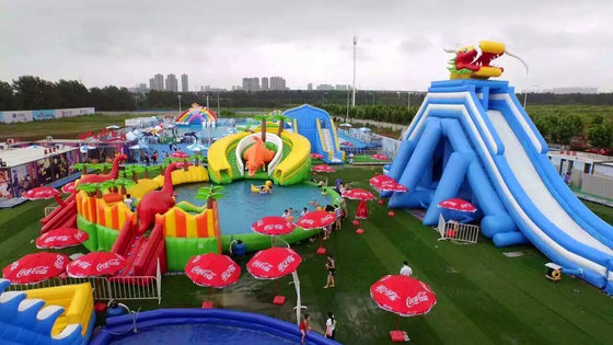 Blue Inflatable Sports Games Inflatable Super Water Long Ramp For Outdoor Play