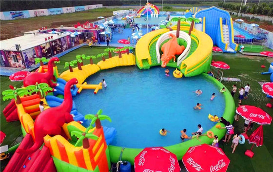 PVC Tarpaulin Inflatable Sports Games Swimming Pool With Water Long Ramp For Outdoor Project