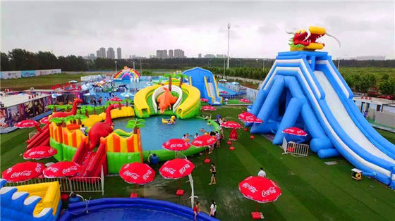 PVC Tarpaulin Inflatable Sports Games Swimming Pool With Water Long Ramp For Outdoor Project