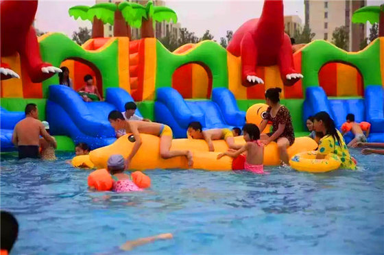 PVC Tarpaulin Inflatable Sports Games Swimming Pool With Water Long Ramp For Outdoor Project