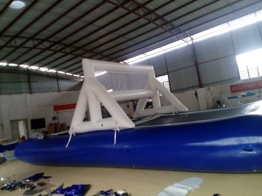 PVC Tarpaulin Outdoor Water Volleyball Court Inflatable , Floating Inflatable Ball Game