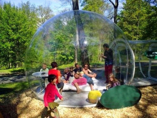 Fireproof inflatable transparent tent / outdoor inflatable tent with One Tunnel