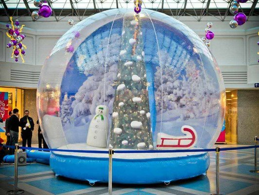PVC Transparent Giant Inflatable Christmas Ball , Lighted Inflatable Snow Ball Customizable