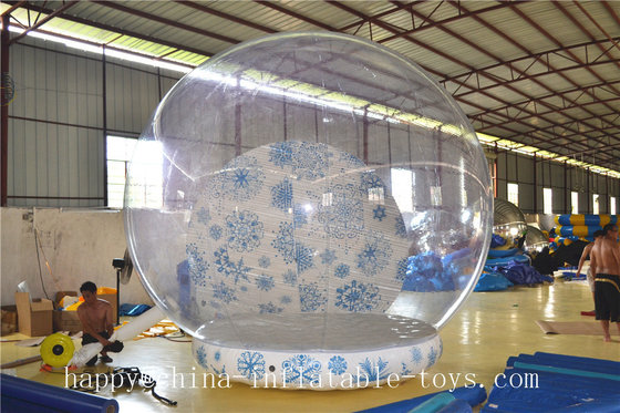 PVC Transparent Giant Inflatable Christmas Ball , Lighted Inflatable Snow Ball Customizable