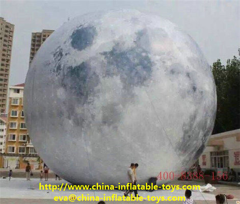 Pvc Fabric Park Mall Advertising Inflatables Moon Model With Led Lamps 6m