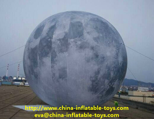 Pvc Fabric Park Mall Advertising Inflatables Moon Model With Led Lamps 6m