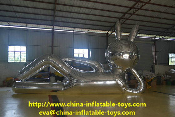 Silver Mirror Reflecting Inflatable Advertising Products Large Rabbit Model