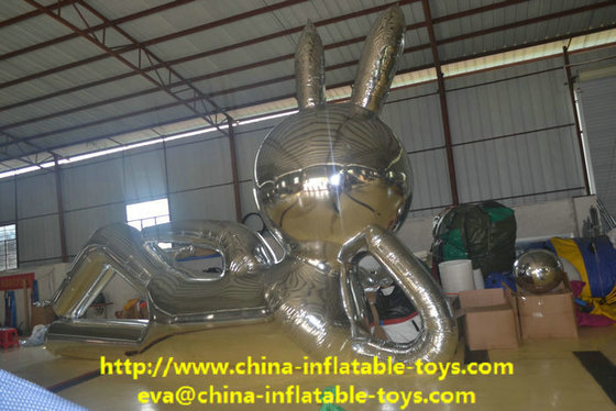 Silver Mirror Reflecting Inflatable Advertising Products Large Rabbit Model