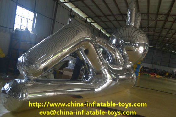 Silver Mirror Reflecting Inflatable Advertising Products Large Rabbit Model