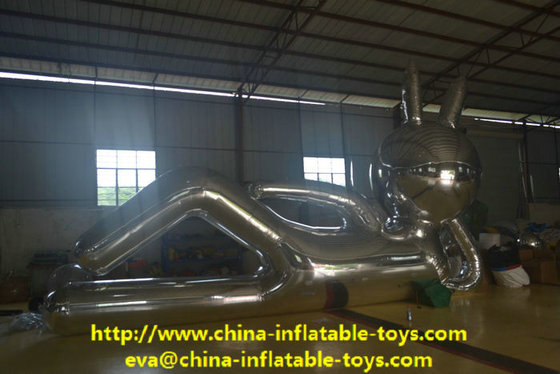 Silver Mirror Reflecting Inflatable Advertising Products Large Rabbit Model