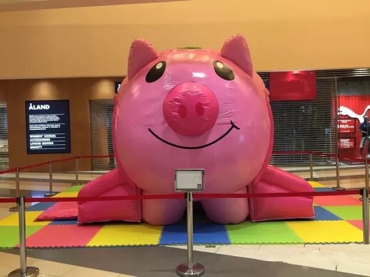 Cute Kids Inflatable Sports Games Inflatable Bounce House Pink Pig Shape 4 * 4m