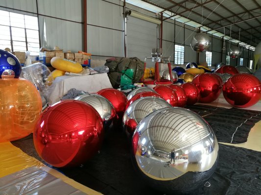 PVC Red Inflatable Mirror Ball , Christmas Inflatable Decorations Balloon For Event