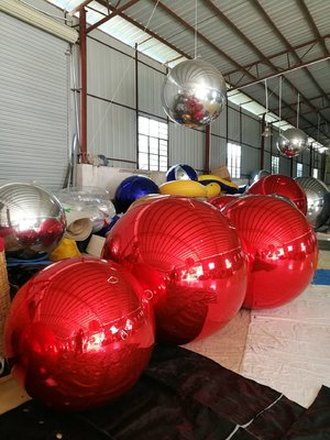 PVC Red Inflatable Mirror Ball , Christmas Inflatable Decorations Balloon For Event