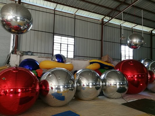 PVC Red Inflatable Mirror Ball , Christmas Inflatable Decorations Balloon For Event