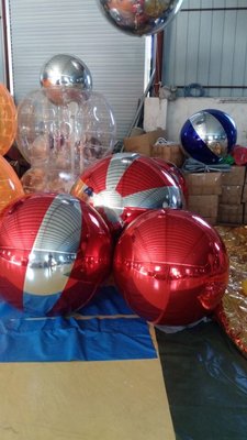 Customized PVC Mirror Ball Inflatable Giant Red Mirror Ball With 0.3mm Mirror Cloth Material