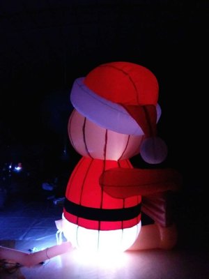Cute Inflatable Polar Bear Christmas With Warning Sign And Air Pump For Advertising