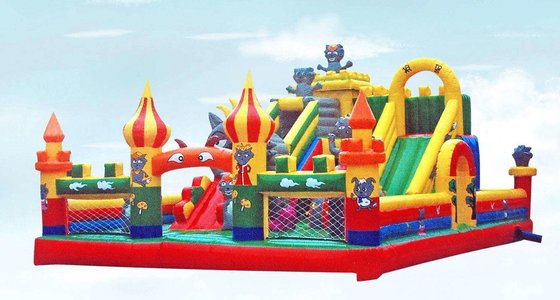 Kids Giant Inflatable Toys Inflatable Fun City / Inflatable Bouncy Castle With Slide