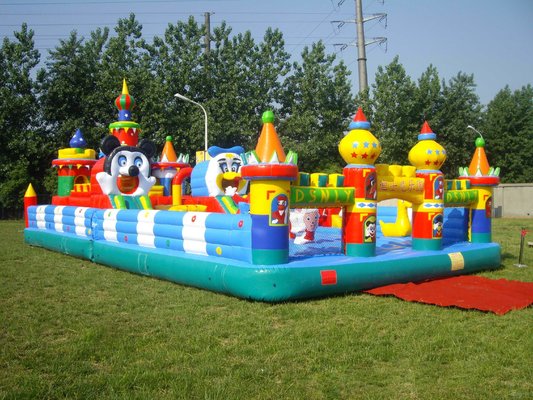 Kids Giant Inflatable Toys Inflatable Fun City / Inflatable Bouncy Castle With Slide