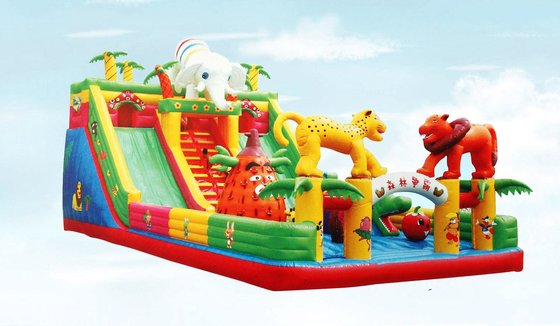 Kids Giant Inflatable Toys Inflatable Fun City / Inflatable Bouncy Castle With Slide