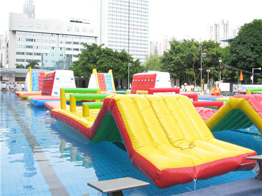 Durable Red / Blue Inflatable Water Park 0.9mm PVC Tarpaulin For Entertainment