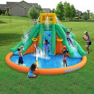 Kids PVC Giant Inflatable Water Slide With Swimming Pool SGS Certification