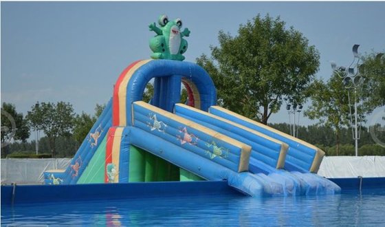 0.9mm PVC Inflatable Water Park Amusement Water Park With Slide / Tower