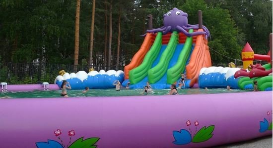 0.9mm PVC Inflatable Water Park Amusement Water Park With Slide / Tower