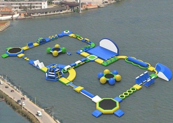 Giant PVC Tarpaulin Inflatable Water Park Large Swimming Pool With Water Long Ramp