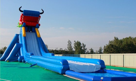 Large Frame Giant Inflatable Water Park With Slide Pool Climbing Wall Anti Tear