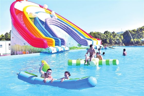Adult / Kids Inflatable Water Games With Slide Easy Installation SGS Approval