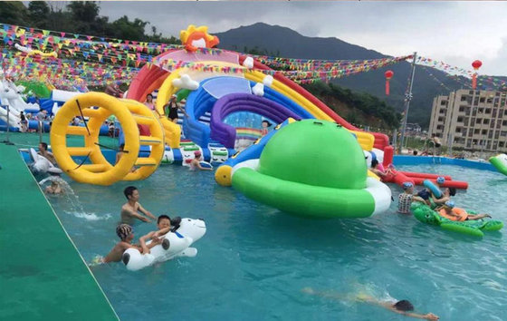 PVC Tarpaulin Large Inflatable Water ParkWaterproof Anti - Corrosion For The Water Play