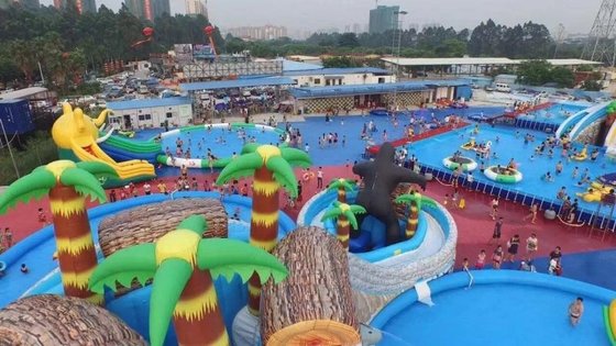 PVC Tarpaulin Large Inflatable Water ParkWaterproof Anti - Corrosion For The Water Play