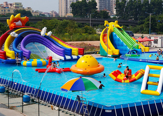 PVC Tarpaulin Large Inflatable Water ParkWaterproof Anti - Corrosion For The Water Play