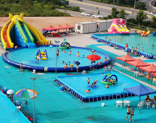 Multiple Inflatable Water Park Obstacle Course Sea Floating Amusement Park For Party