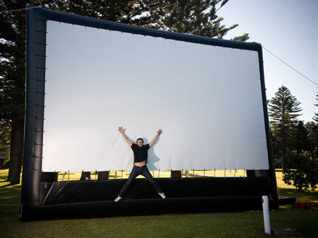 Black And White Portable Inflatable Blow Up Movie Screen 0.55mm PVC Tarpaulin
