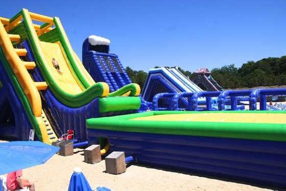 Lake Sea Beach Used Inflatable Water Park With Airtight / Seal Welding Technology
