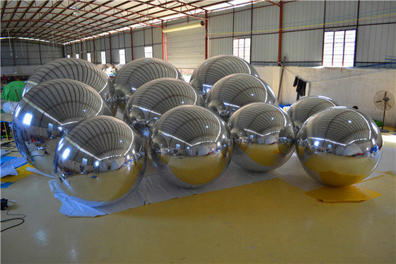 0.3MM PVC 2 M Silvery Inflatable Disco Mirror Ball / Advertising Air Balloons For Event