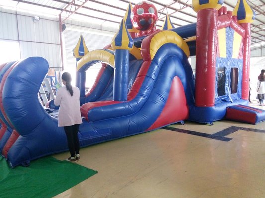 Huge PVC Tarpaulin Inflatable Trampoline For children With Slide In Outdoor / Indoor