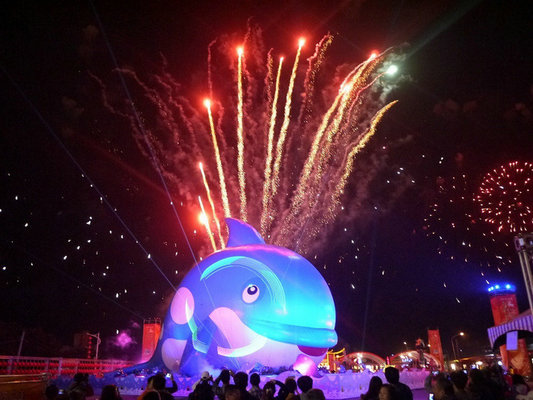 16 Feet Inflatable Tiger Whale Inflatable Dolphin Inflatable Tuna Lights