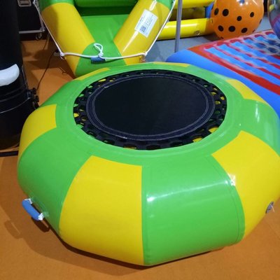 Water Or Land Inflatable Water Toys , Green And Yellow Inflatable Jumpers For Children And Adults
