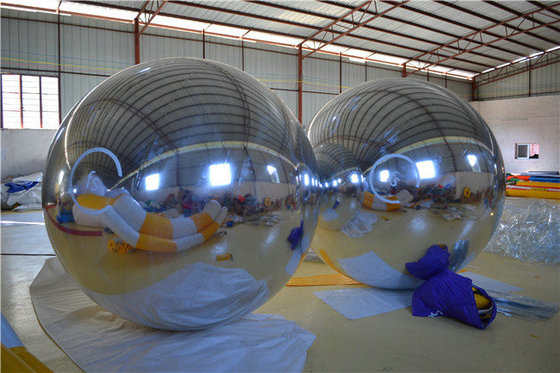 2.5 M 0.3MM PVC Silvery Inflatable Mirror Ball / Advertising Air Balloons For Event / Exihibition